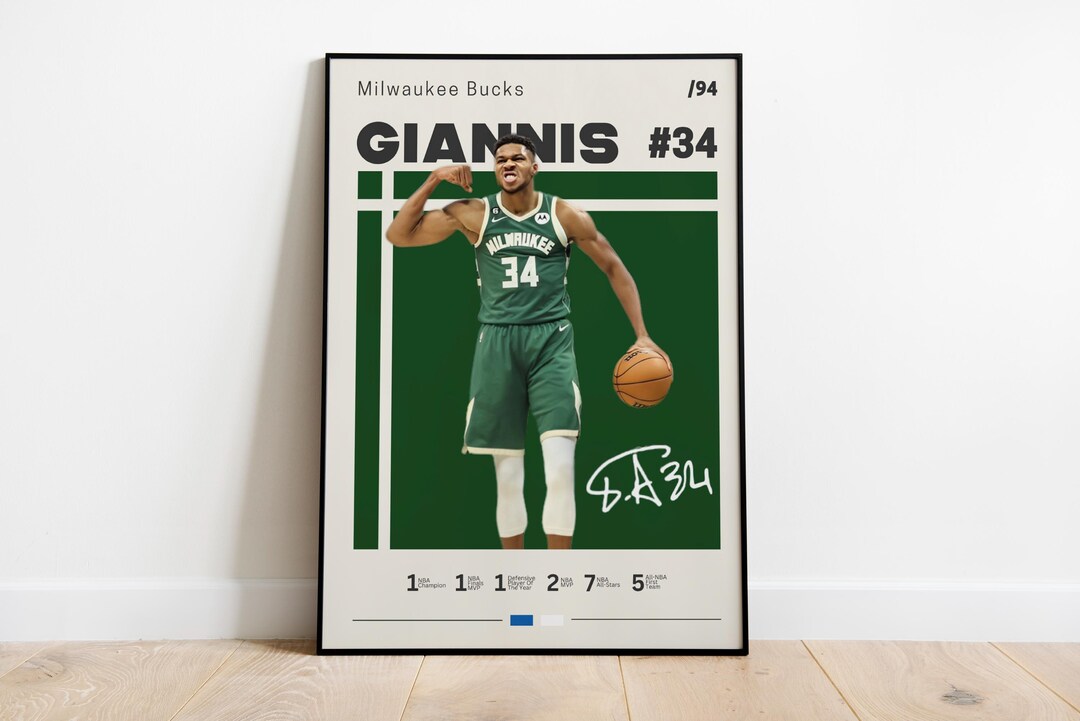 Giannis Poster, Giannis NBA Poster, Giannis Wall Art, Basketball Player ...