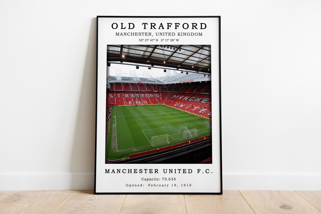 Manchester United Stadium Poster, Old Trafford Logo Poster, Old Trafford Wall Art, Football ...