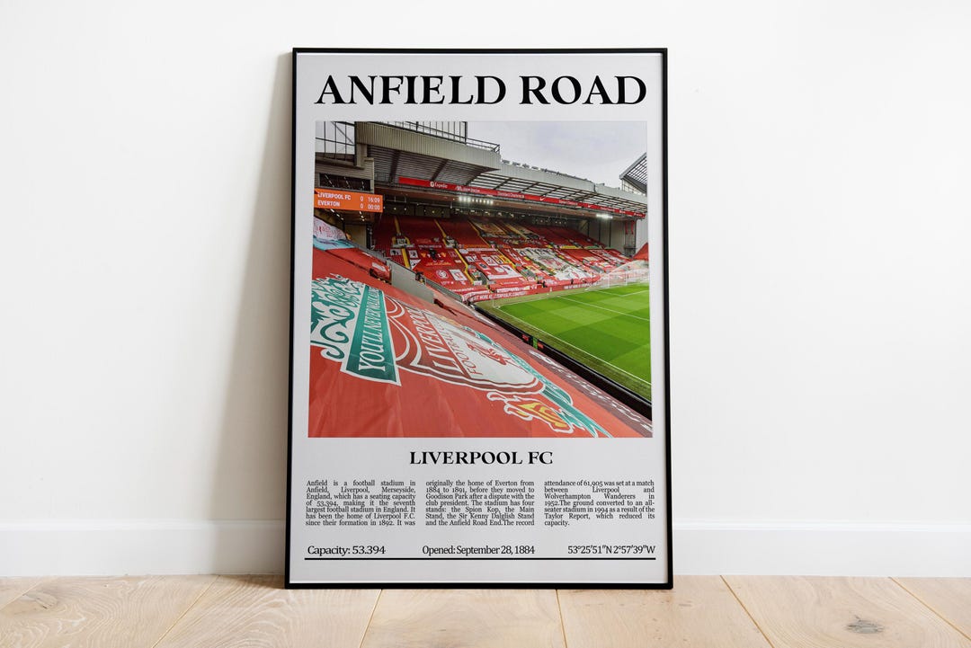 Liverpool Stadium Poster, Anfield Poster, Anfield Wall Art, Football ...