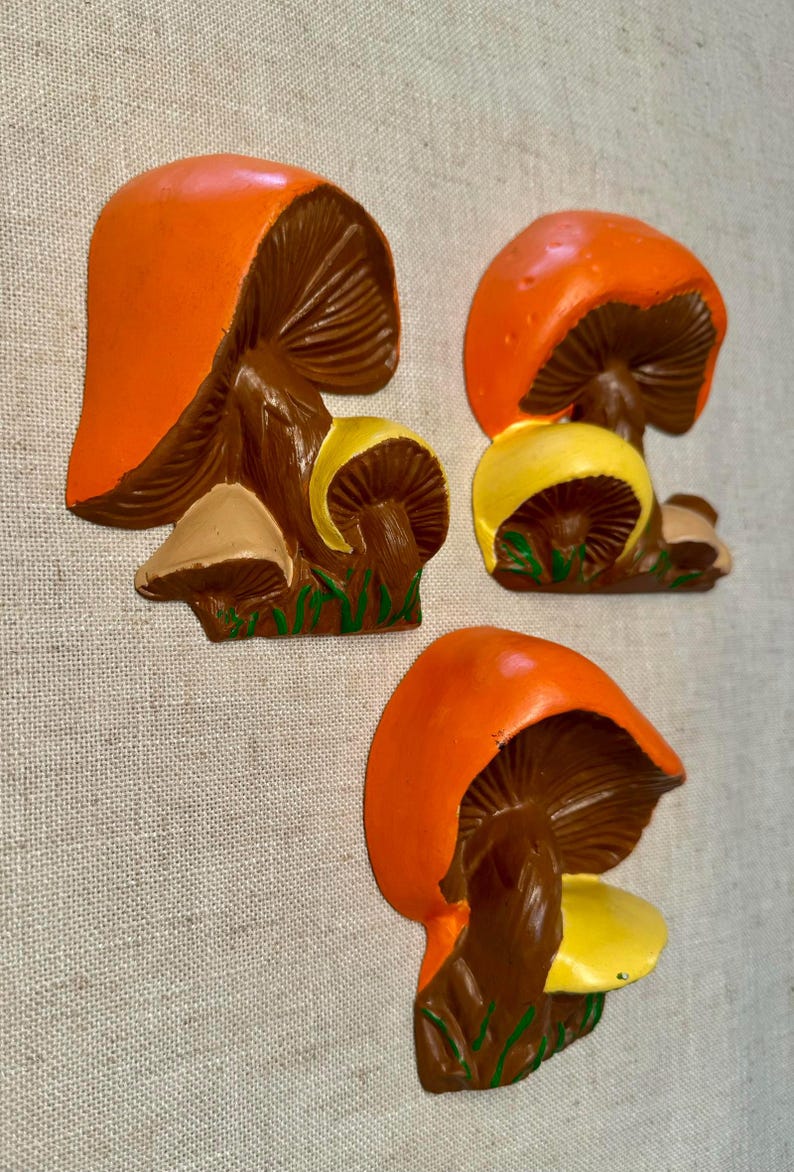 Vintage 1975 Duncan Ceramics Mushroom Wall Hangers 3 - Etsy