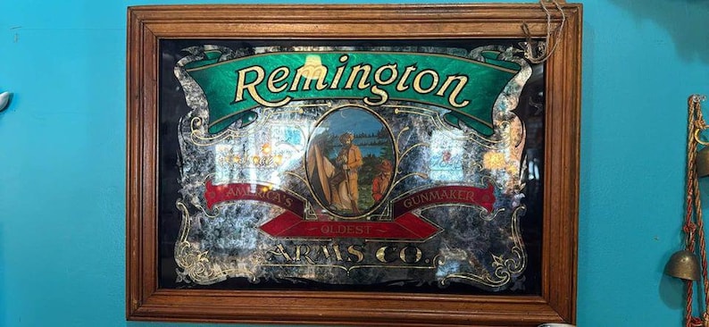 Vintage Remington Arms Glass Sign Mirror - Etsy