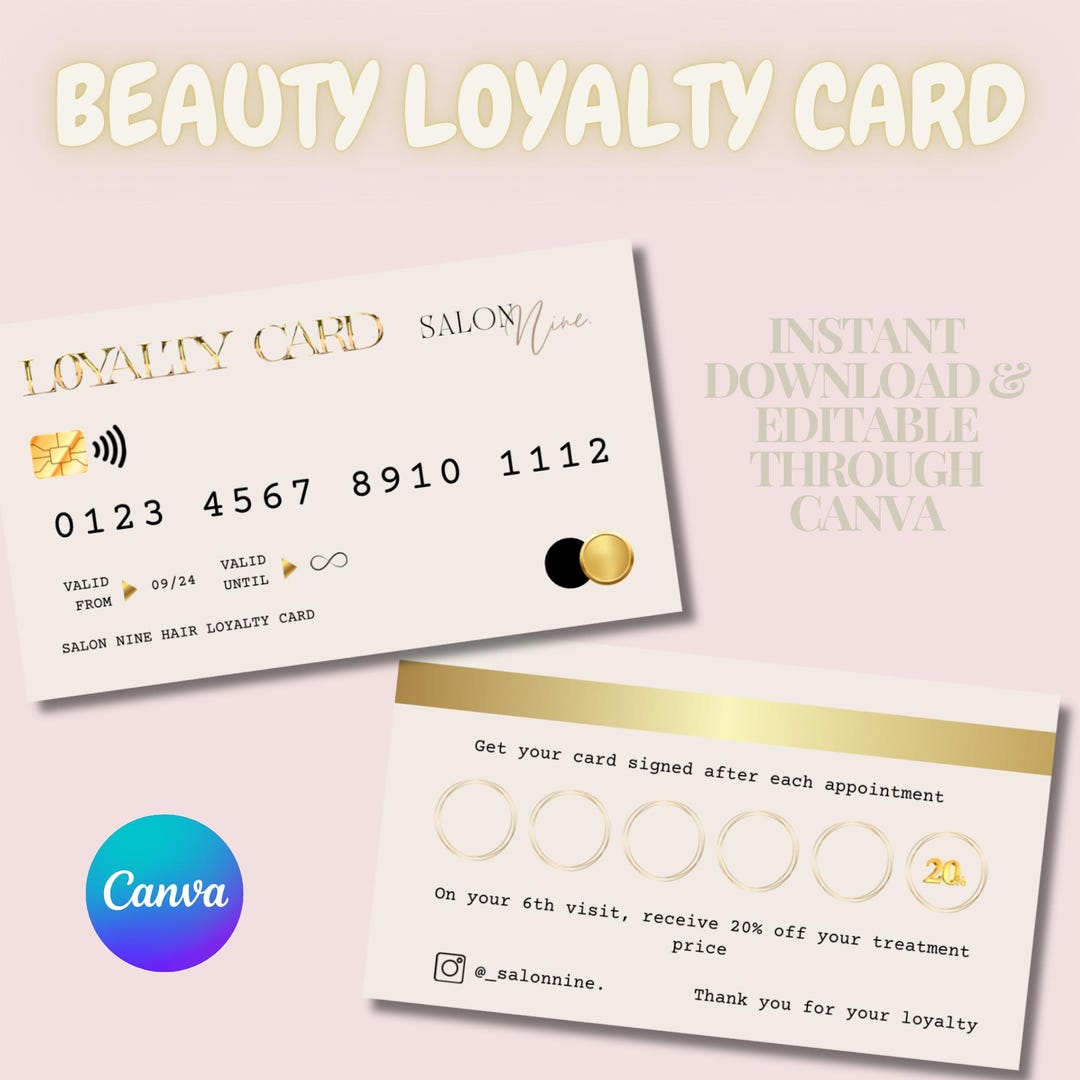 Digital Hair and Beauty Loyalty Card | Customisable and Printable in ...