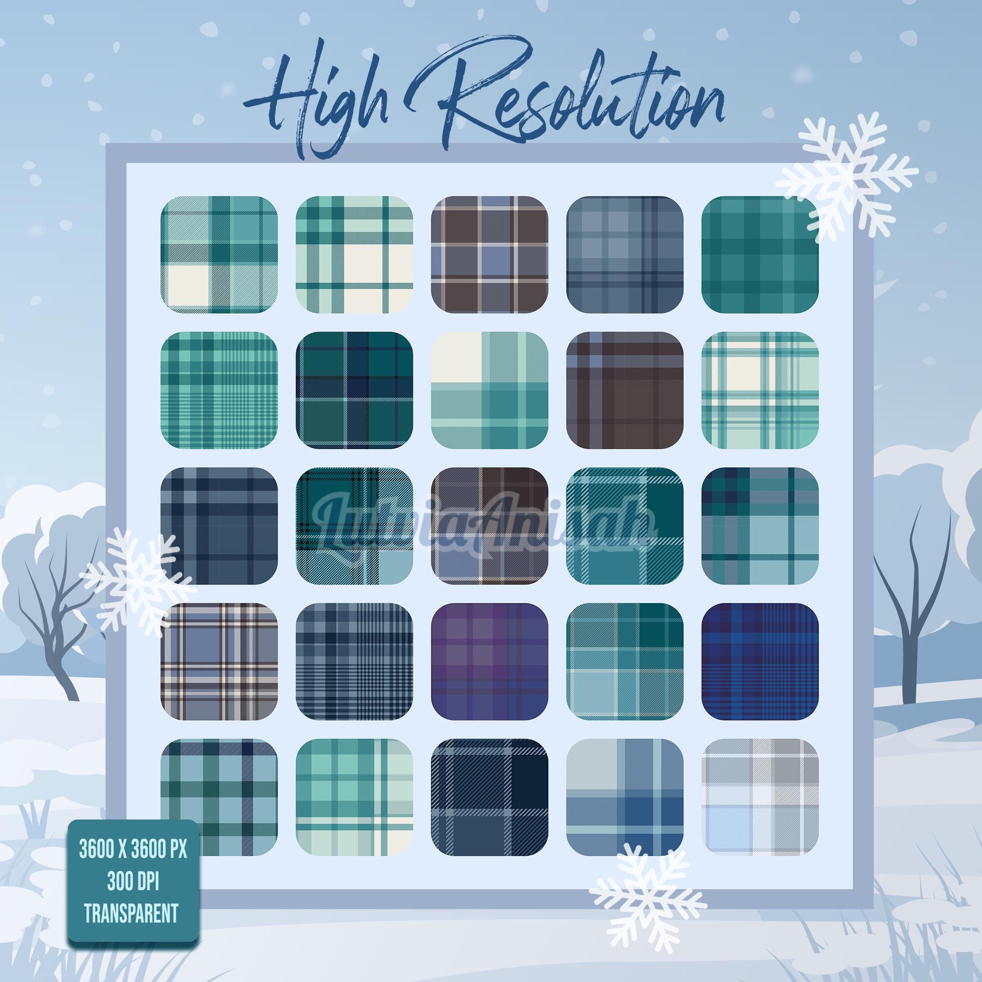 100 Winter Color Plaids, Seamless Digital Patterns Use for Fabric ...