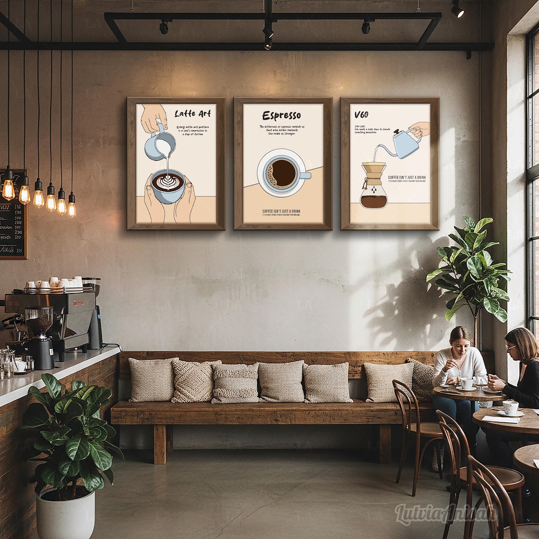 Coffee Art Prints Set | Minimalist Café Wall Art | Digital Download ...