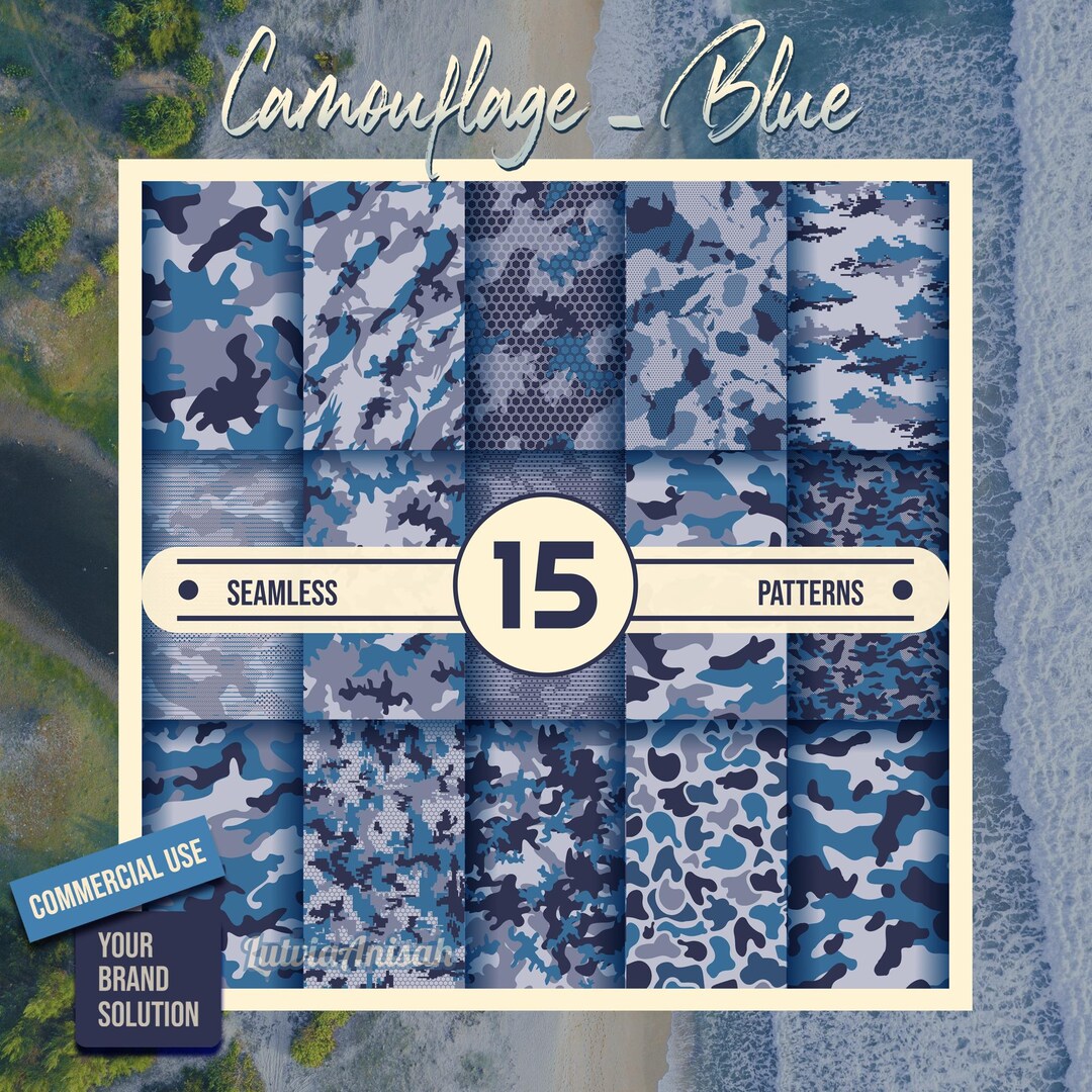 Value Pack Blue Camouflage Design, Seamless Digital Patterns Use for ...