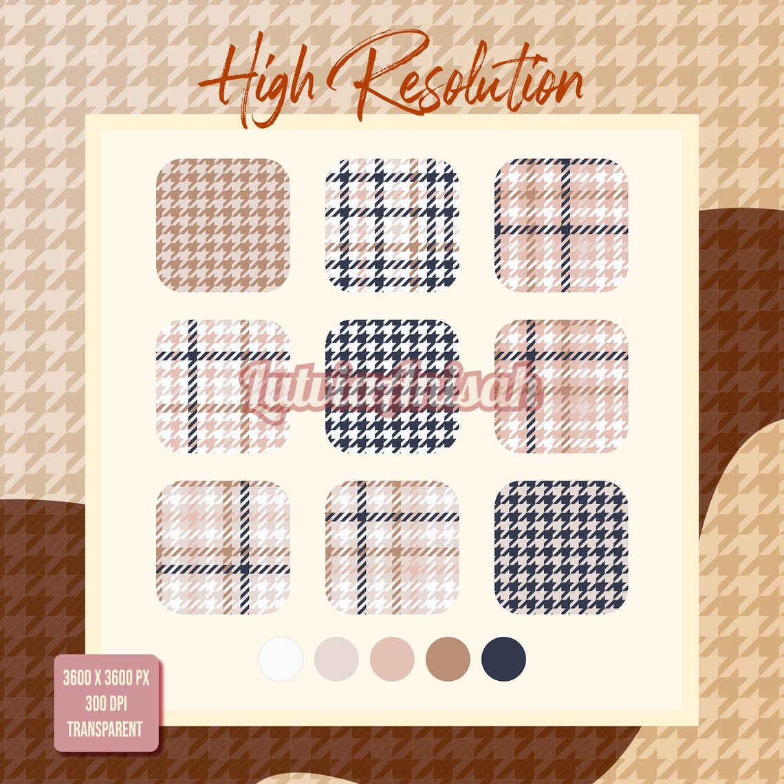 Value Pack Houndstooth Plaids, Seamless Digital Patterns Use for Fabric ...