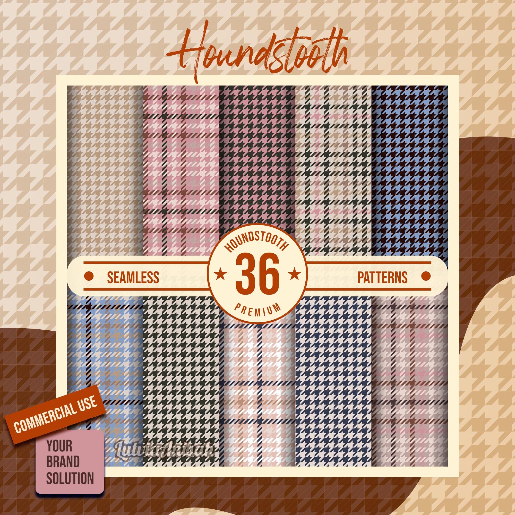 Value Pack Houndstooth Plaids, Seamless Digital Patterns Use for Fabric ...