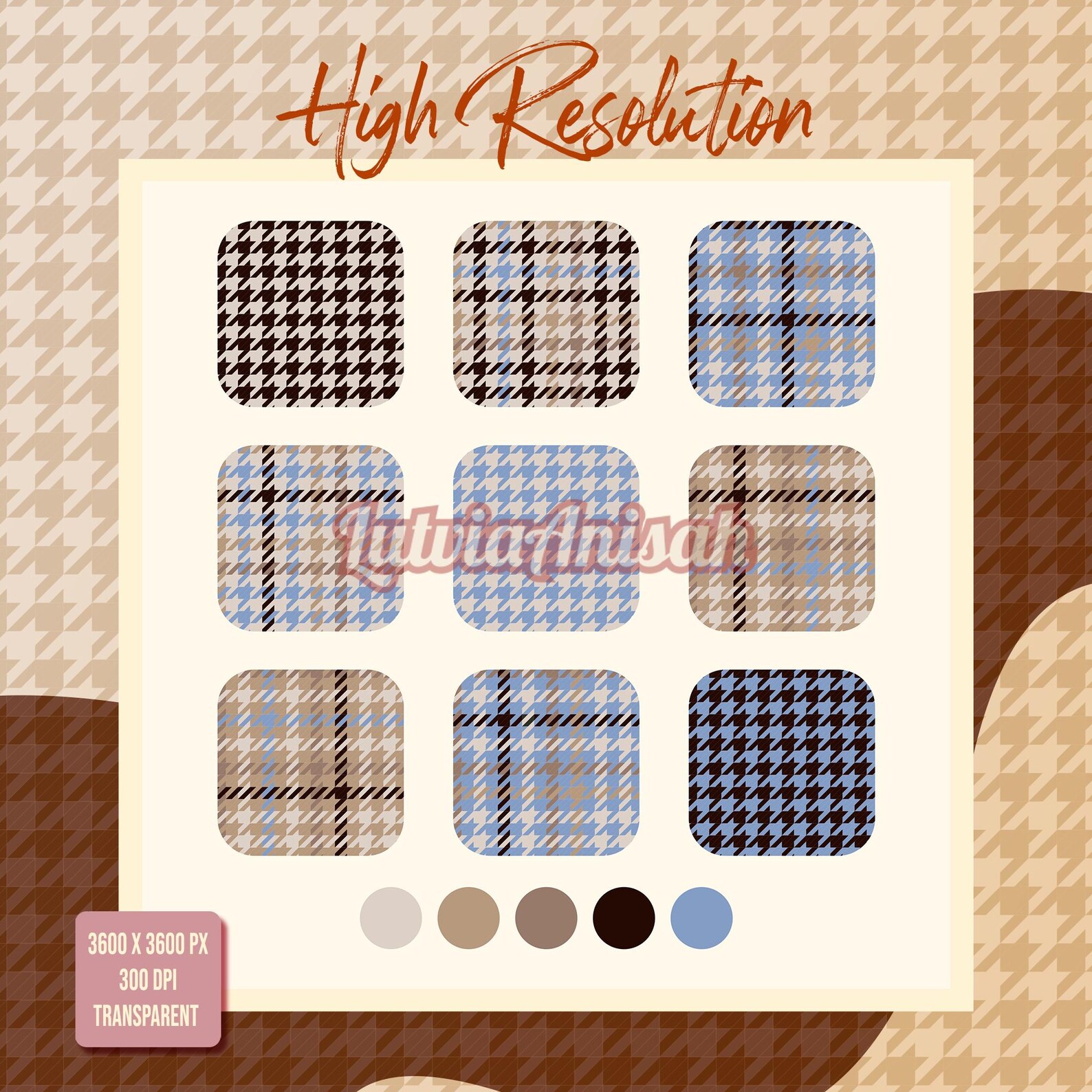 Value Pack Houndstooth Plaids, Seamless Digital Patterns Use for Fabric ...