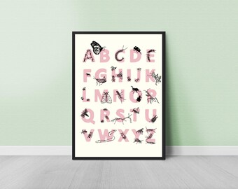 Insect Alphabet Wall Art Boy Nursery Art Girl Nursery Art Play Room ...
