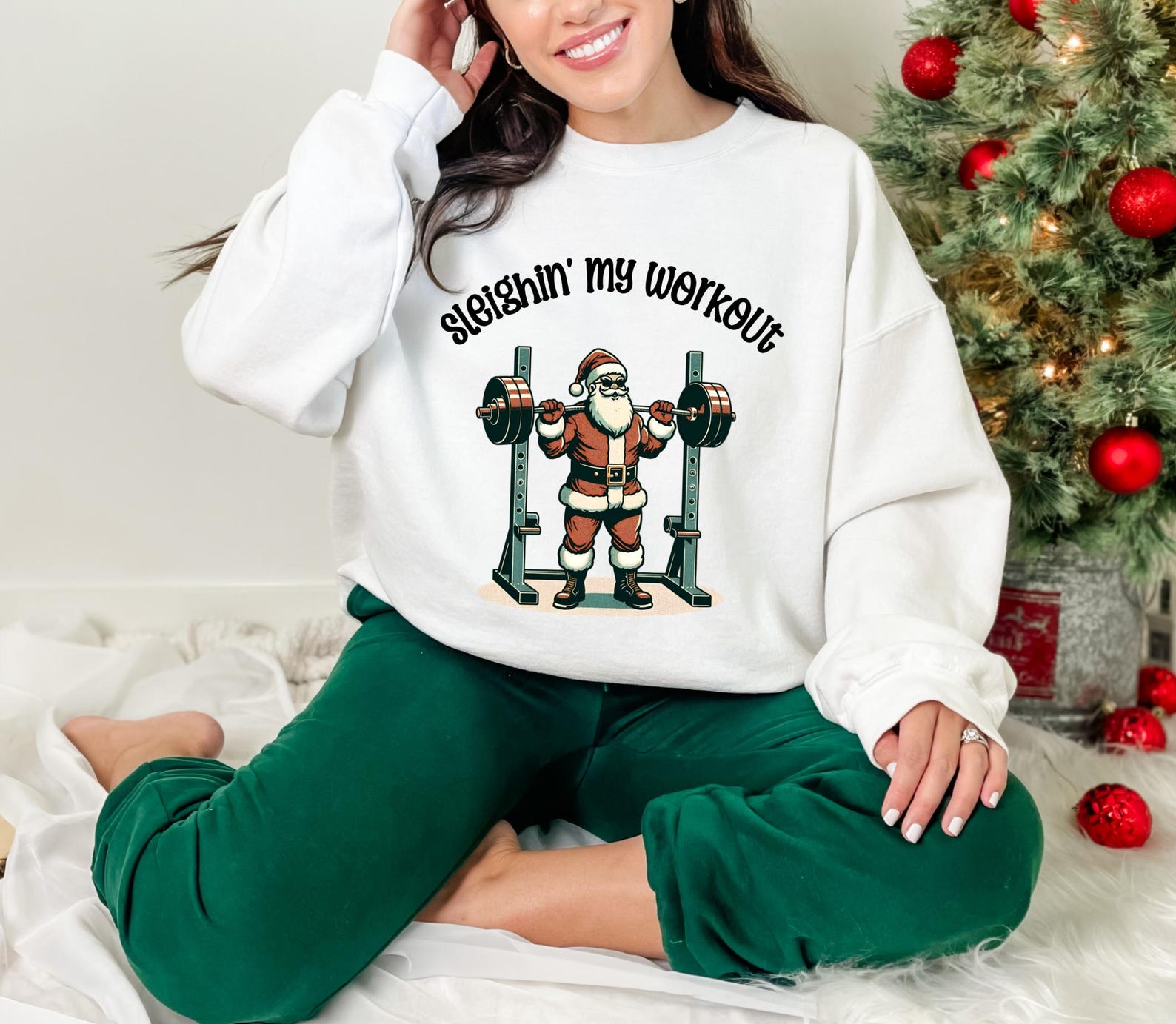Christmas Gym Sweatshirt Weightlifting Tee Workout Bodybuilding Shirt ...