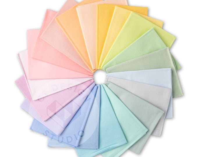 Pastel Rainbow Cotton Fabric Fat Quarter Bundle: Color Wheel Solids - Etsy