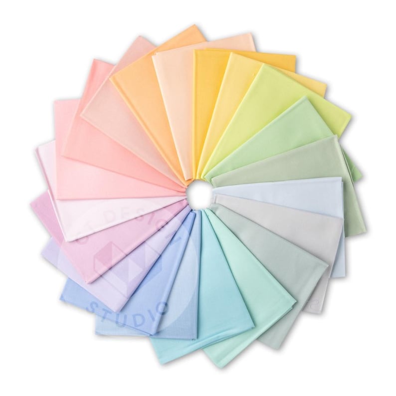 Pastel Rainbow Cotton Fabric Fat Quarter Bundle: Color Wheel Solids - Etsy