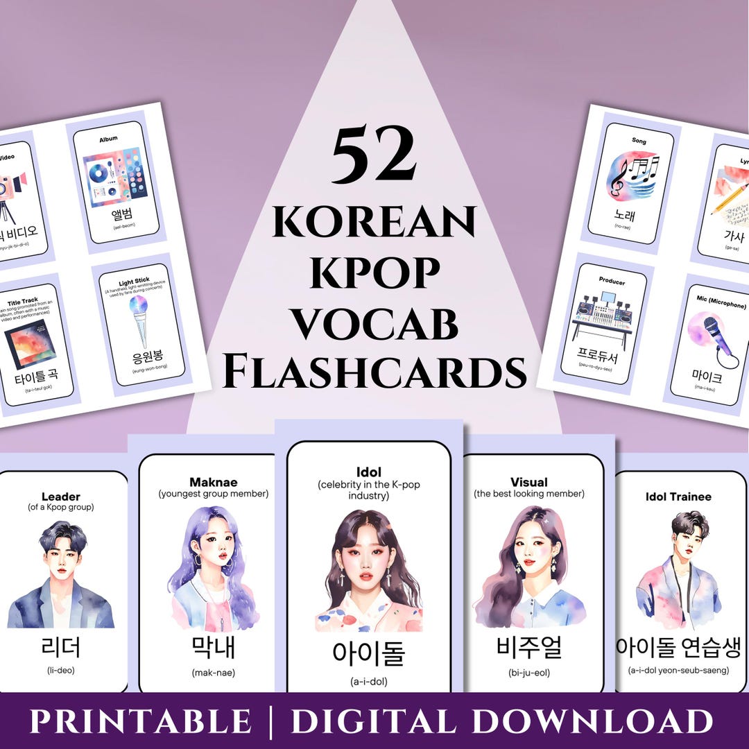 Learn Korean With Kpop Korean Flashcards, Korean Language Learning Pack ...