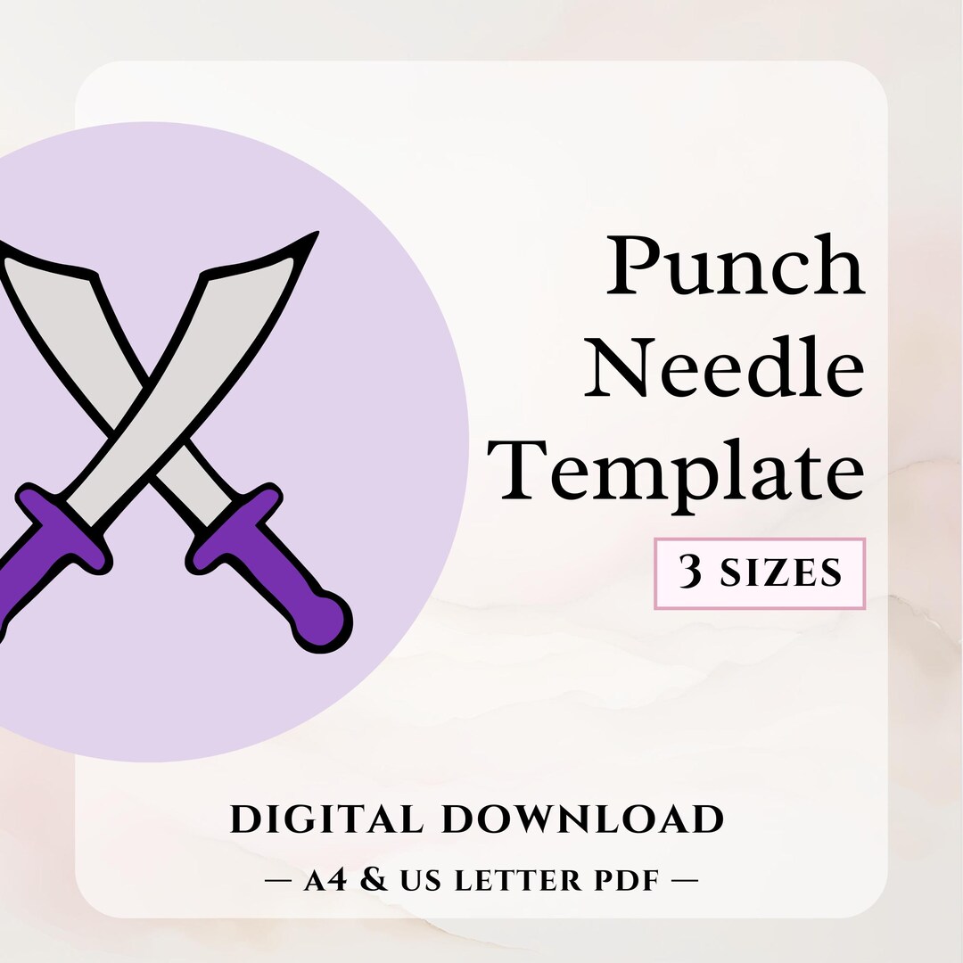 Swords Punch Needle Pattern, Edgy Fantasy Blade Mug Rug Beginner ...