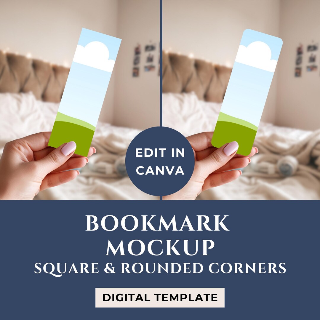 2x6 Bookmark Mockup Canva Template, Hand Holding Bookmark Mock Up ...