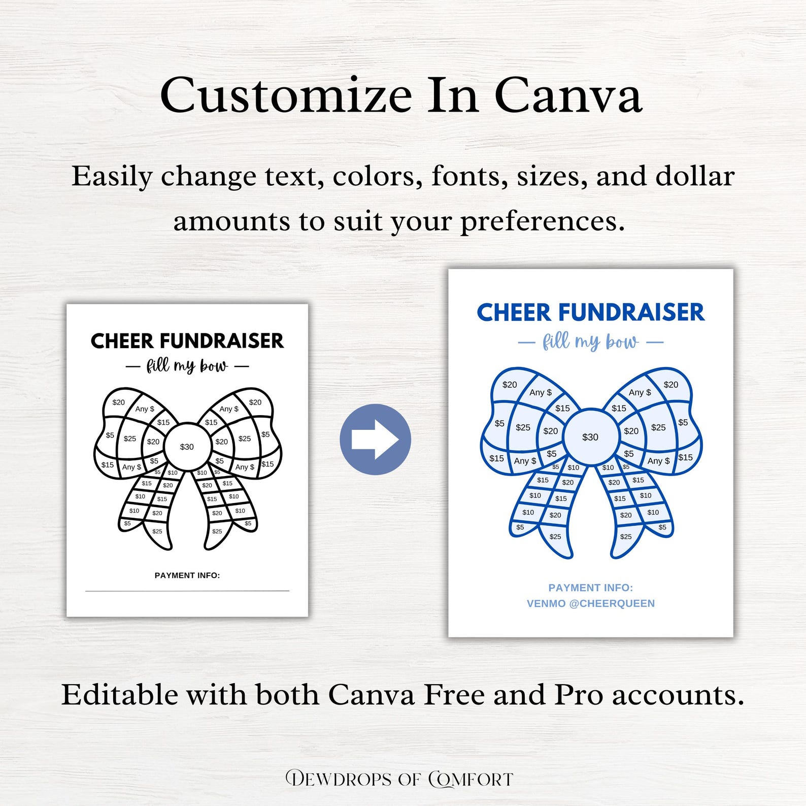 Cheer Fundraiser Template Canva Fill My Bow Cheerleading Fundraiser ...