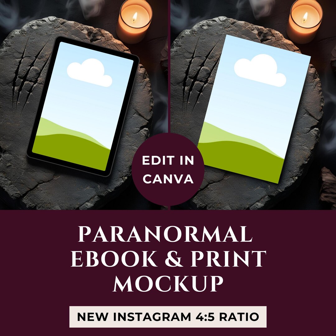 Paranormal Book Mockup Canva, Shapeshifter Romance Ebook Flatlay Canva ...
