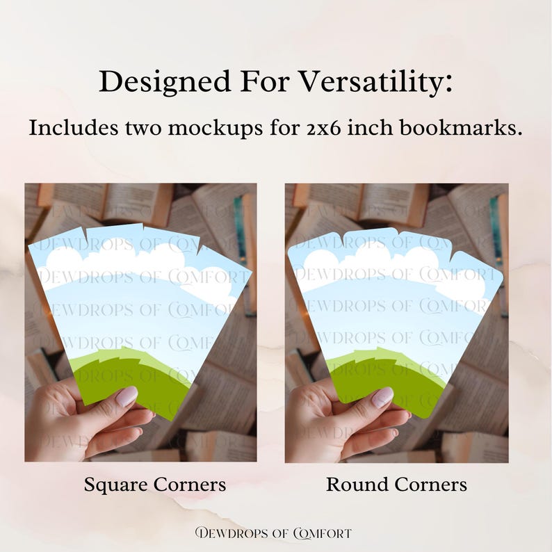 Four Bookmark Mockup Canva Template, Multiple Bookmark Mock Up, Rounded ...