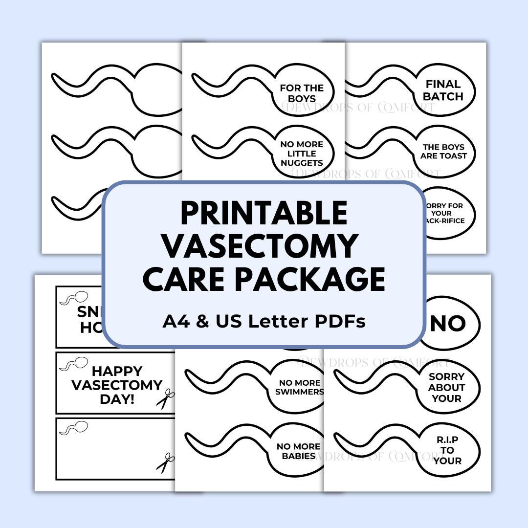 Funny Vasectomy Care Package Tags, Husband Vasectomy Gift Basket Sperm ...