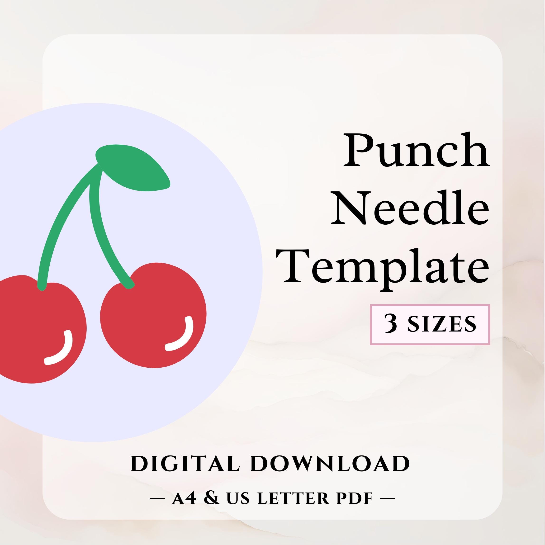 Cute Cherry Punch Needle Pattern, Cherries Mug Rug Beginner Template ...