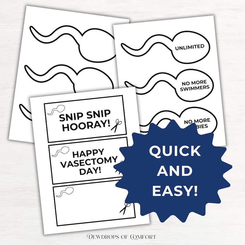 Printable Vasectomy Care Package, Sperm Cut Out Template Husband ...