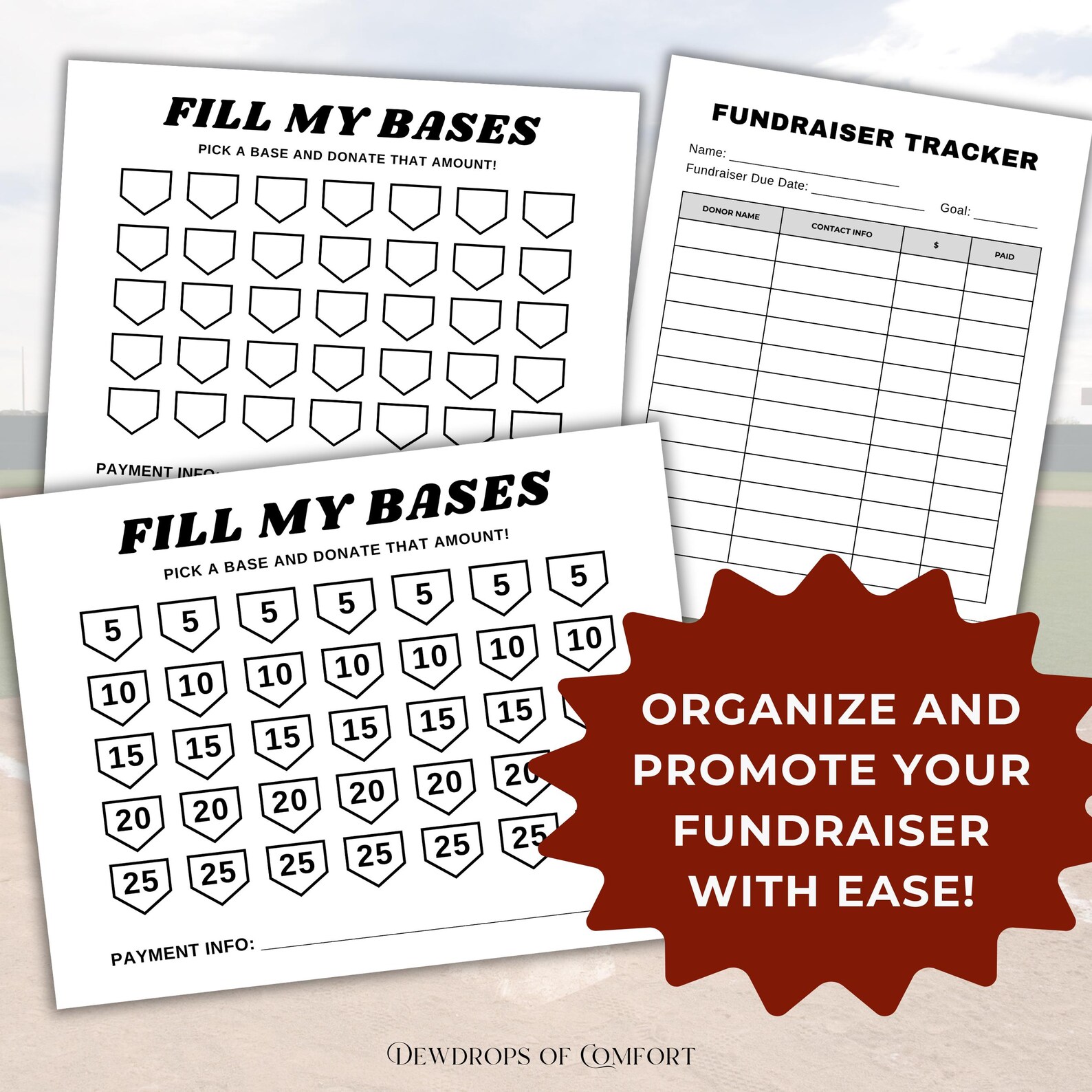 Fill My Bases Fundraiser, Load the Bases Fundraiser Flyer, Digital ...