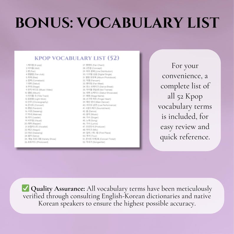 Kpop Korean Vocabulary Flashcard Bundle With Writing Practice and Self ...