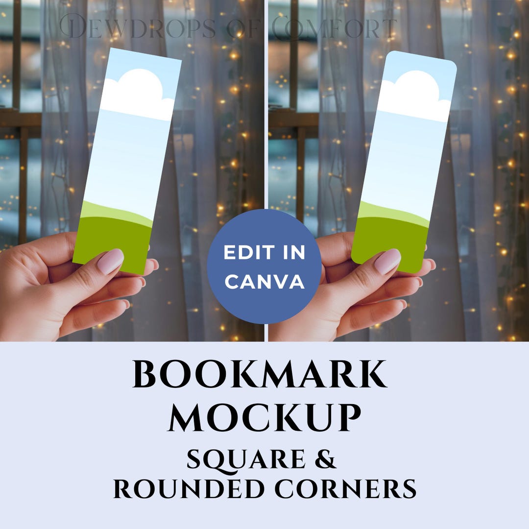 Canva Bookmark Mockup Template, Rounded Corner Bookmark Mockup Template ...