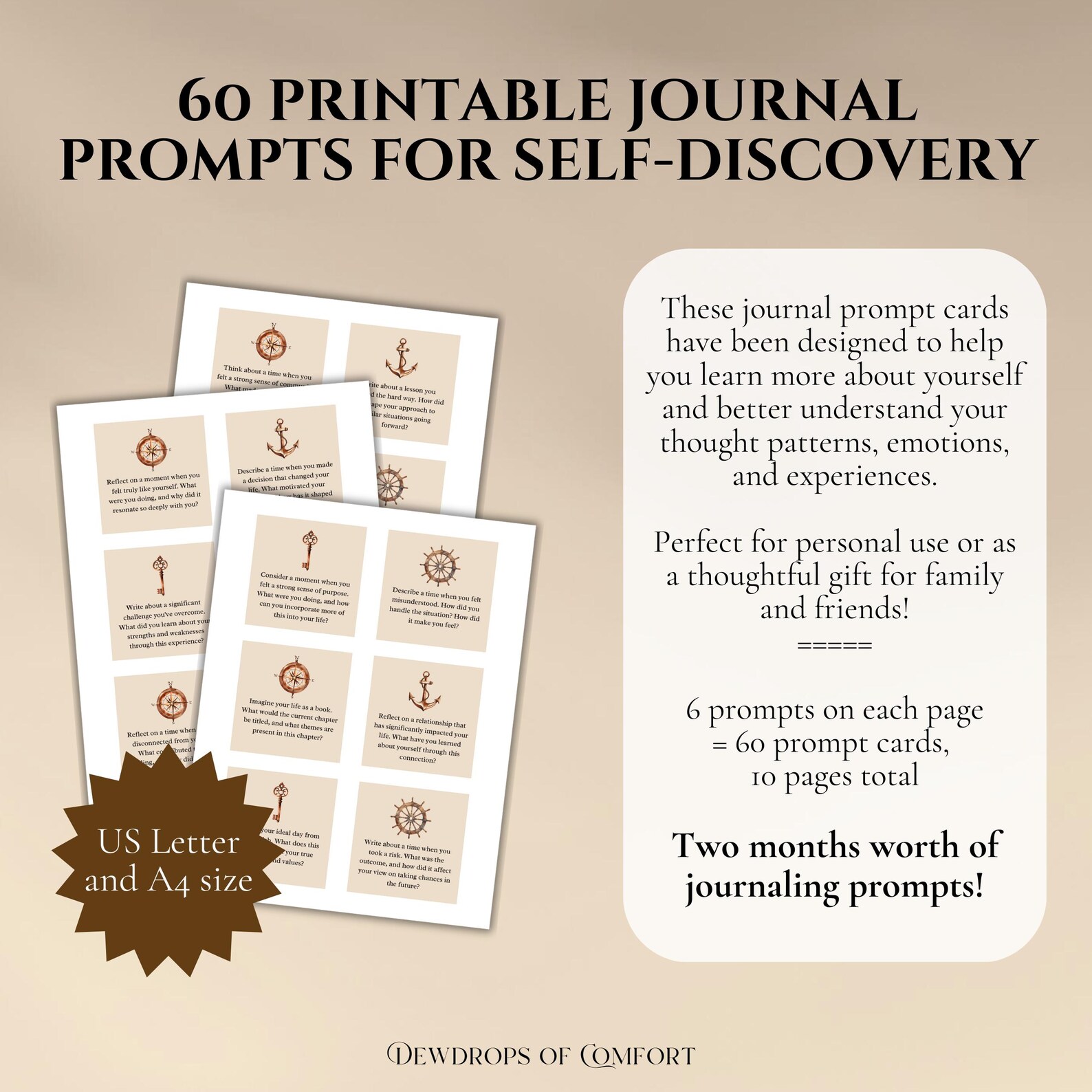 Self Discovery Journal Prompt Cards, Printable Journaling Prompt Cards ...