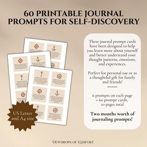 Self Discovery Journal Prompt Cards, Printable Journaling Prompt Cards ...