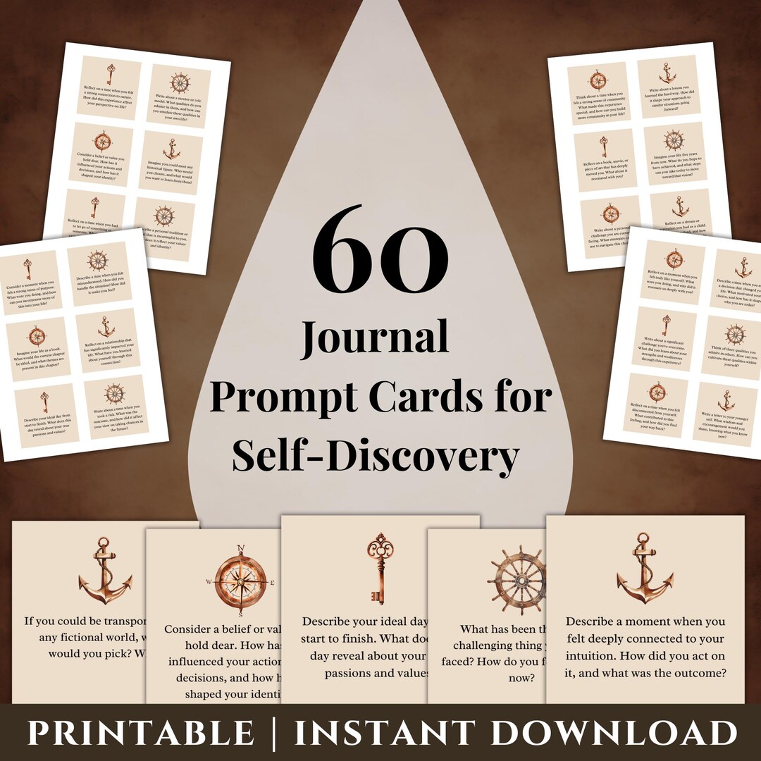 Self-discovery Journal Prompt Cards, Self Care Journaling Cards ...