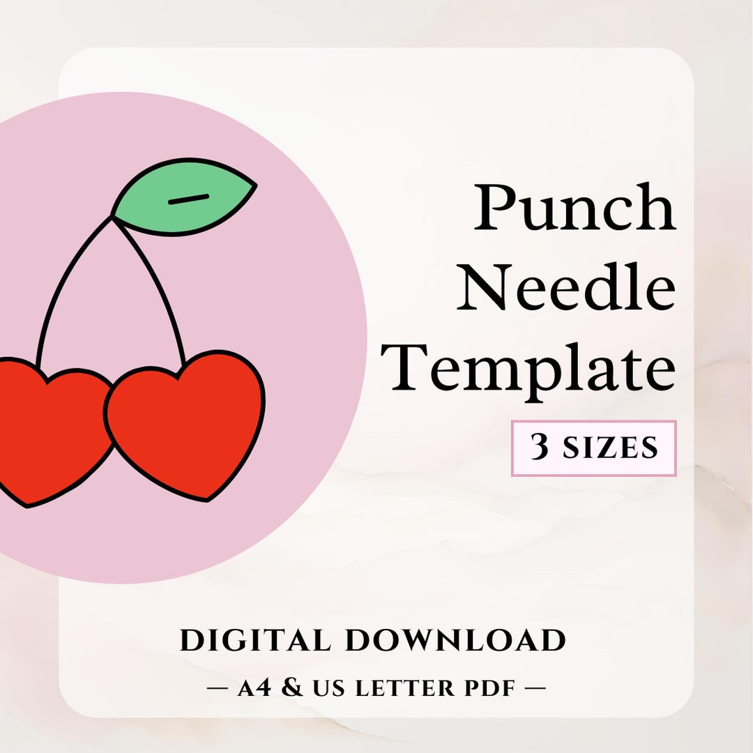 Heart Cherries Punch Needle Pattern Cherries Mug Rug Pattern Cherry ...