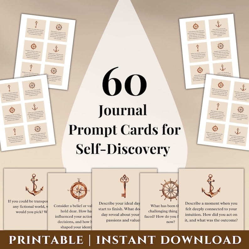 Self Discovery Journal Prompt Cards, Printable Journaling Prompt Cards ...
