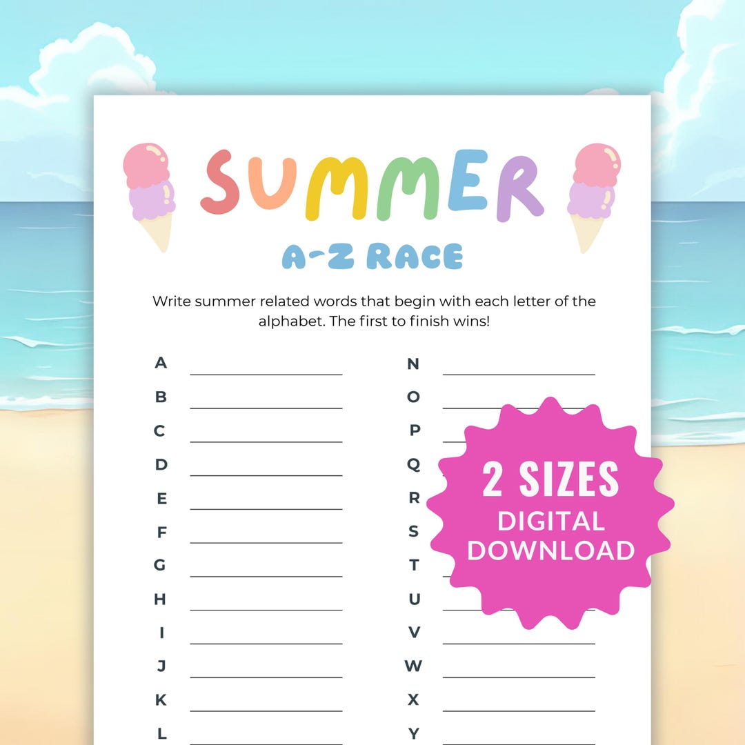 Summer A-Z Race Game, Summer Party Games, Summer Activities for Kids ...