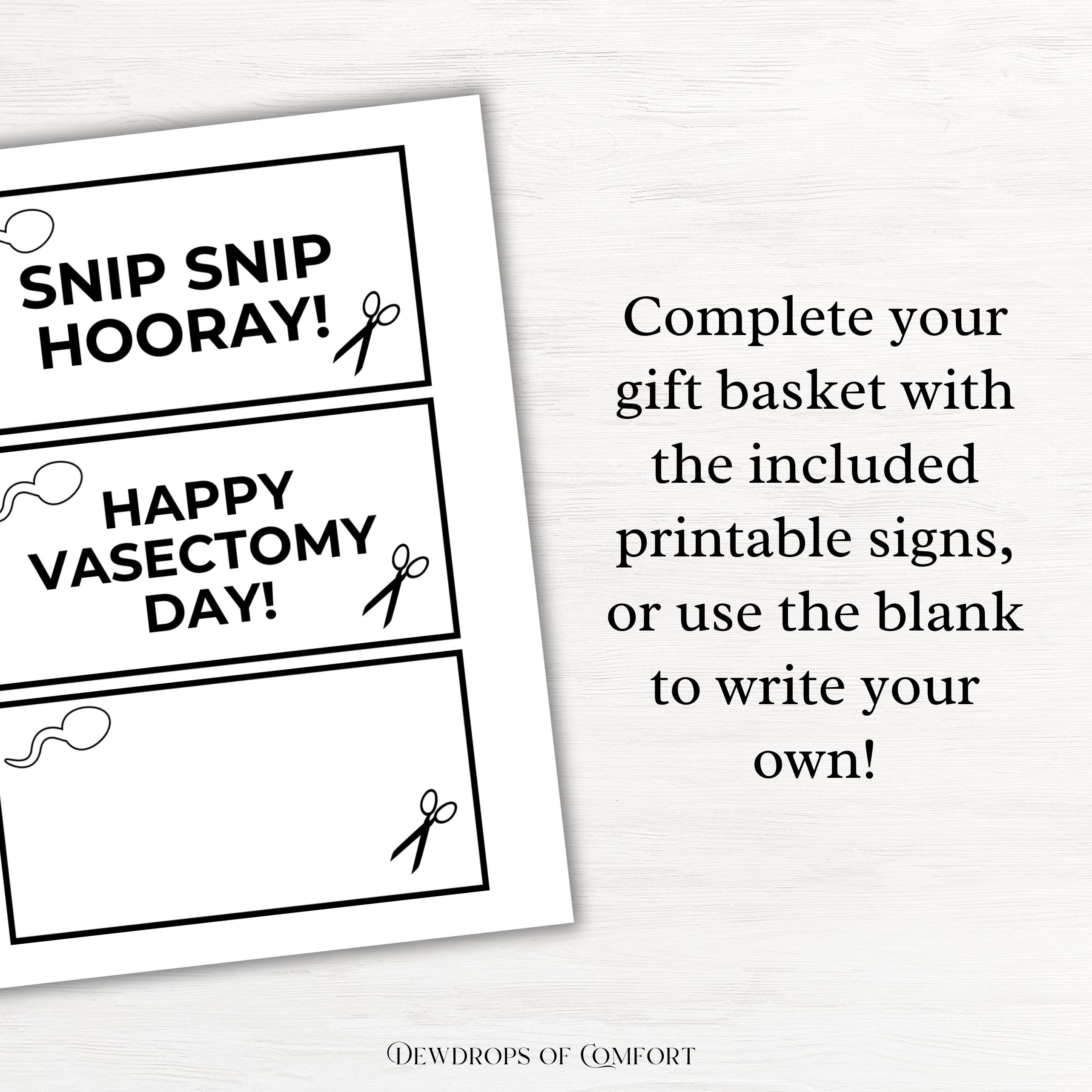 Printable Vasectomy Care Package, Sperm Cut Out Template Husband ...