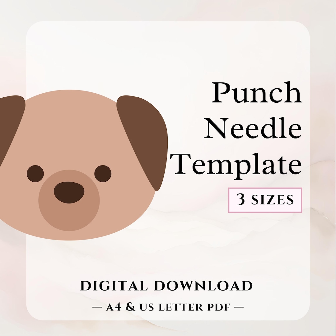 Puppy Punch Needle Pattern, Cute Dog Mug Rug Template, Pet Animal ...
