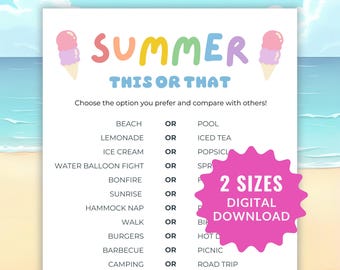 Summer This or That Summer Games Summer Activities for Kids, Adult ...