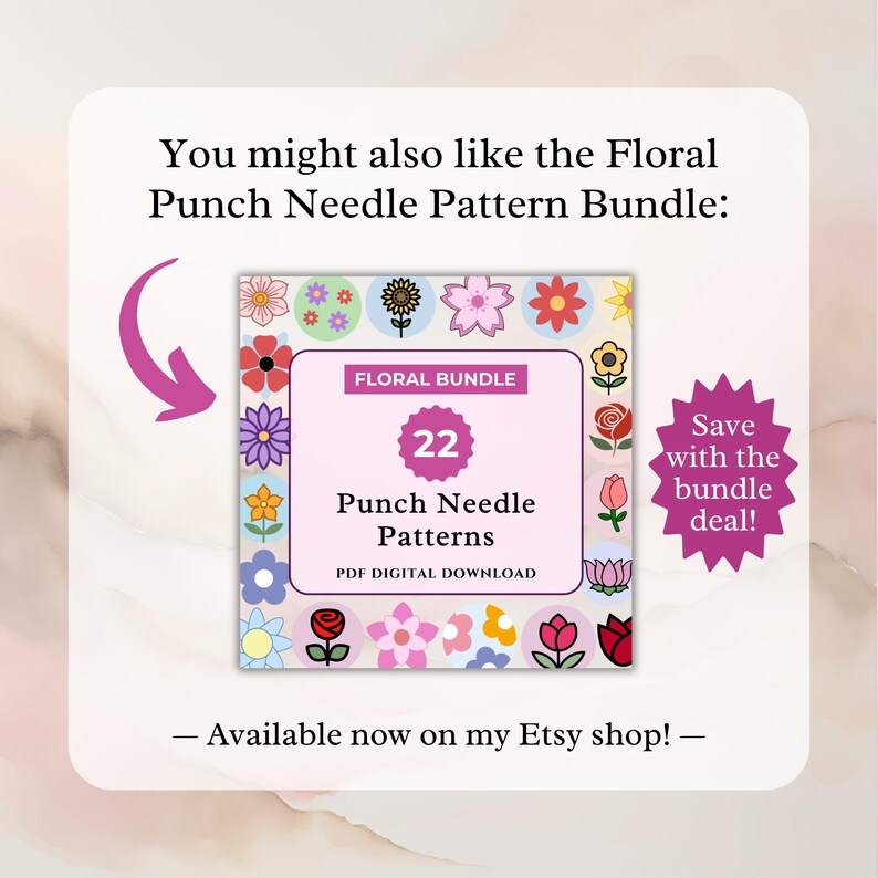 Flower Book Punch Needle Pattern Cute Novel Mug Rug Beginner Template Bookish Aesthetic Coaster ...