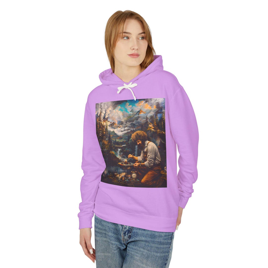 Fantasy Steampunk Bob Ross Lightweight Hoodie, Creative Art Sweatshirt ...