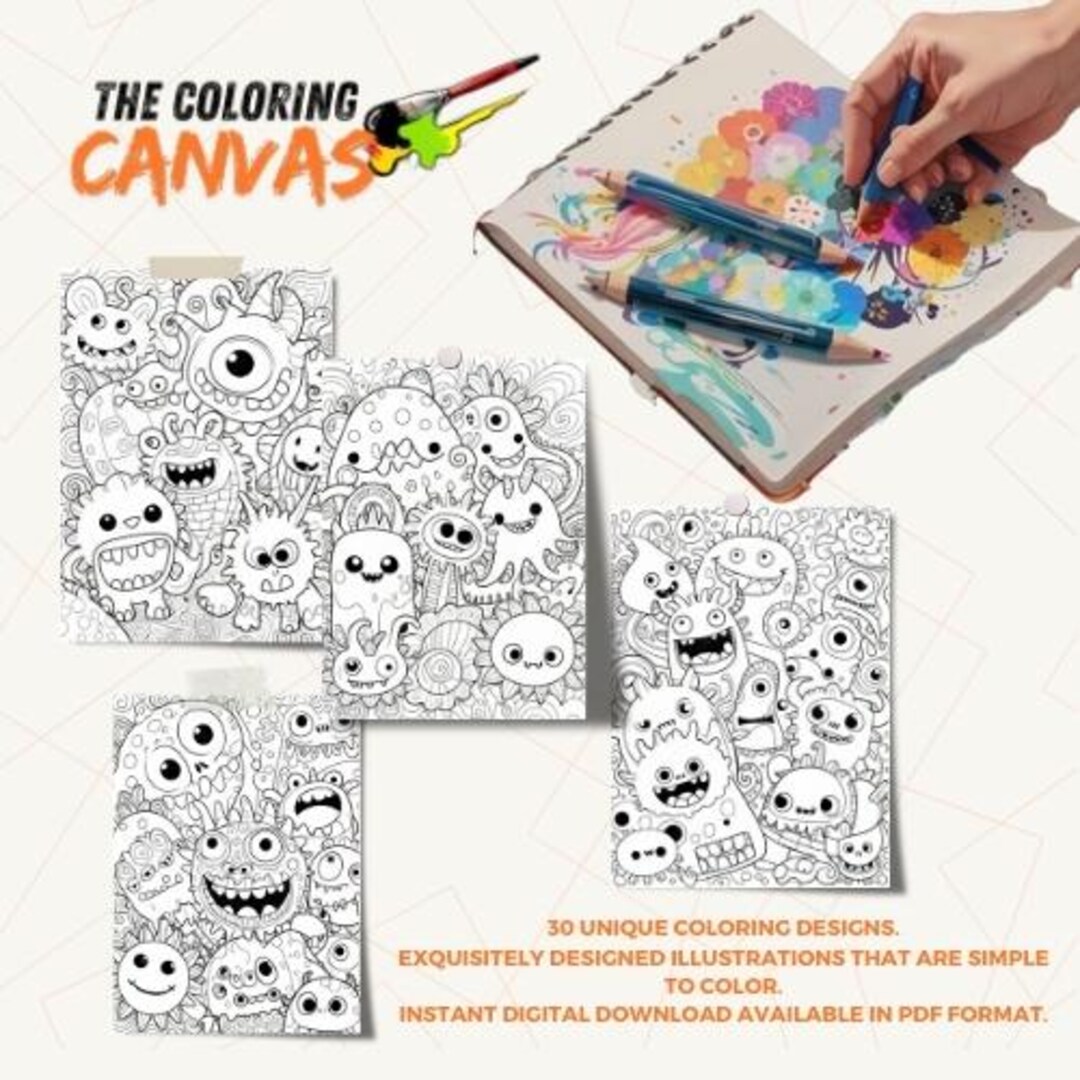 Coloring Book: Funky Monsters 30 Designs Unleash Your Creativity - Etsy