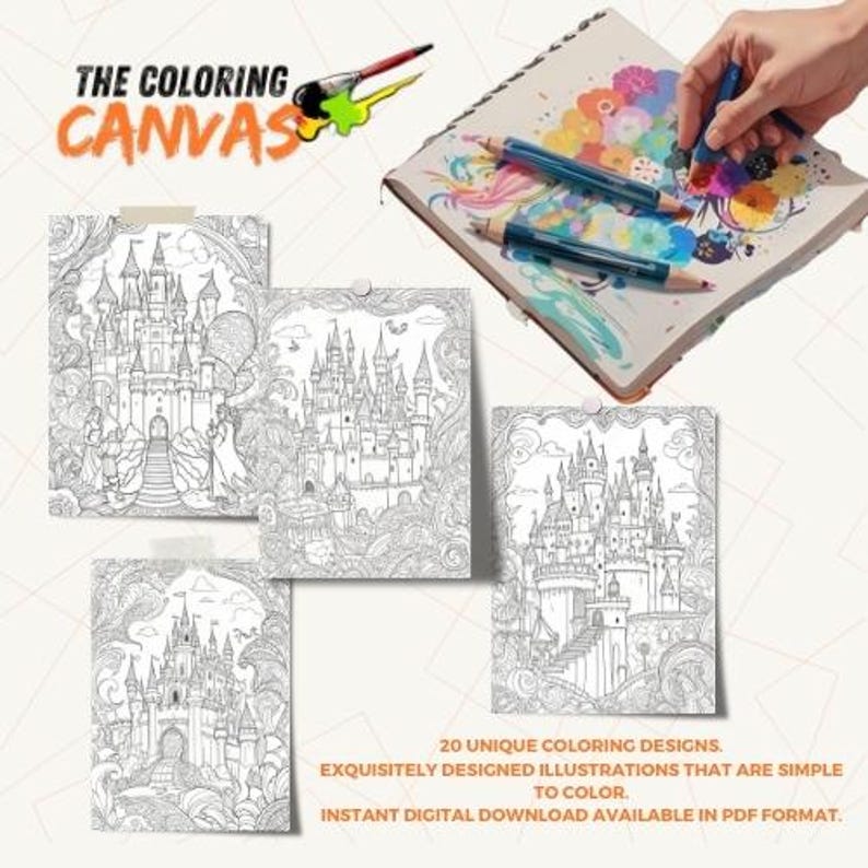 Enchanted Fantasy Kingdoms Coloring Book 20 Designs - Etsy