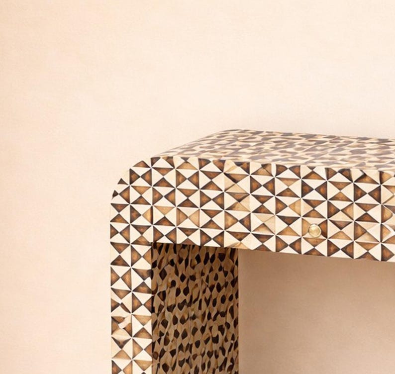 Handmade Wooden Bone Inlay Modern Pattern Console Table - Etsy
