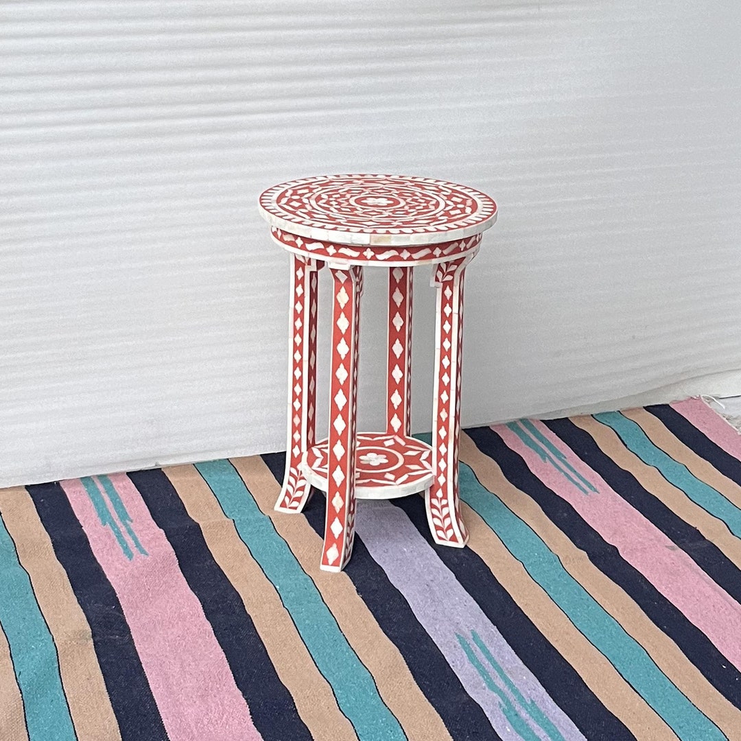 Handmade Bone Inlay Side End Table - Etsy