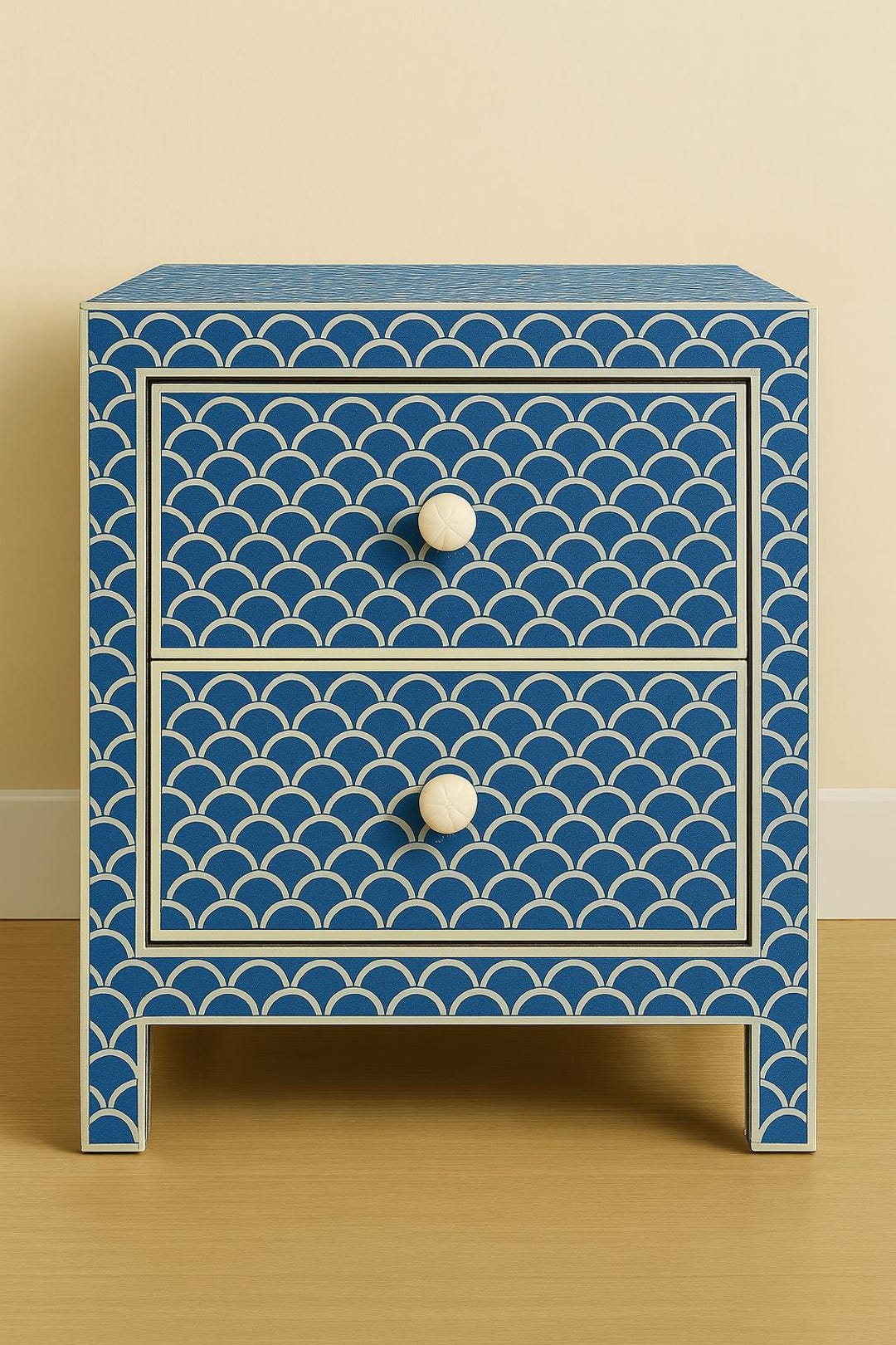 Handmade Bone Inlay Fish Scale Pattern Bedside Nightstand - Etsy