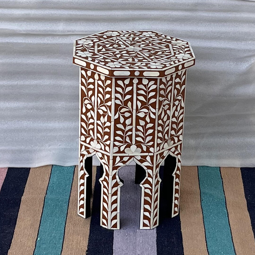 Handmade Bone Inlay Side End Table - Etsy