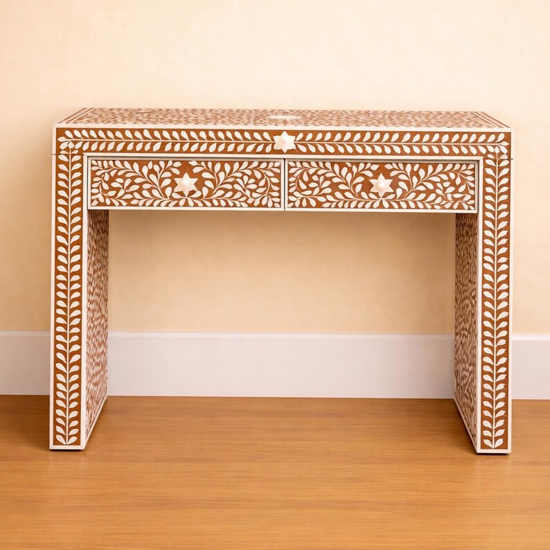 Handmade Bone Inlay Console Table - Etsy