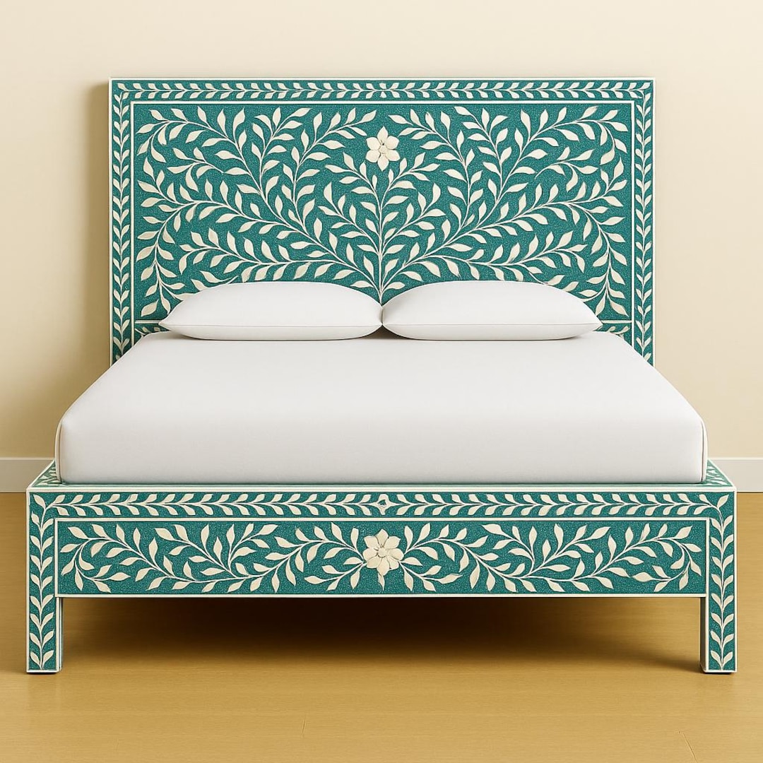 Handmade Bone Inlay Floral Pattern Bed - Etsy