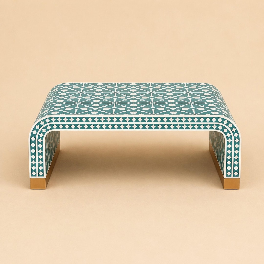 Handmade Wooden Bone Inlay Coffee Table - Etsy