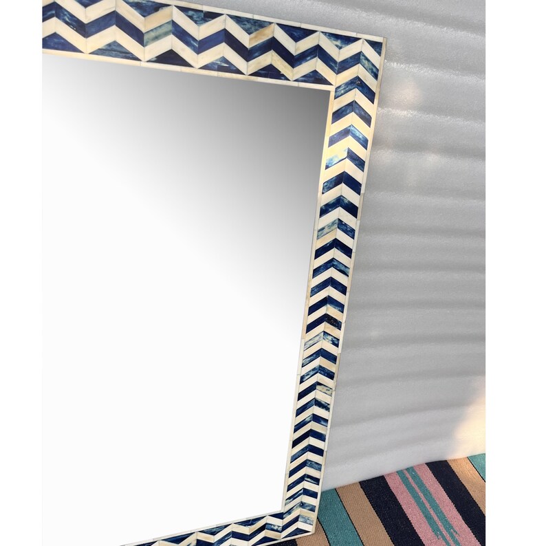 Handmade Wooden Bone Inlay Modern Pattern Mirror Frame Wall Decor - Etsy