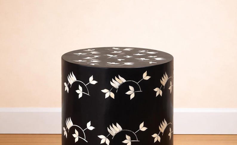 Handmade Wooden Bone Inlay Modern Pattern Side Table/ End Table ...